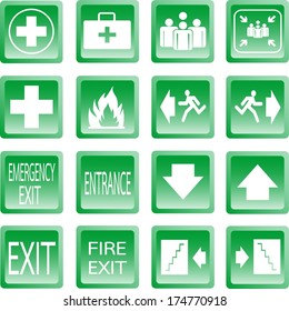 Button Green Safety Sign Vector Emergency Stock Vector (Royalty Free ...