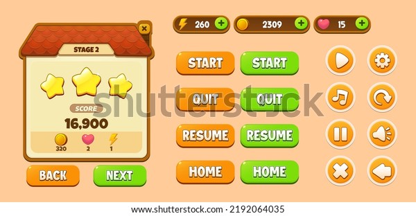 Buttons Icons Popups Design Gui Games Stock Vector (Royalty Free ...