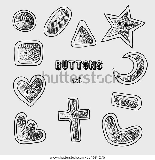 Buttons Set Vector Black White Illustration Stock Vector (Royalty Free ...