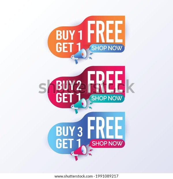 Buy 1 Get 1 Free Template Stock Vector (Royalty Free) 1991089217 ...