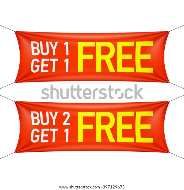 Compra uno o dos y consigue uno gratis. Ilustración vectorial.