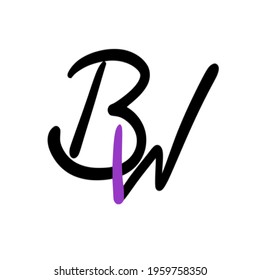 Bw Initial Handwritten Logo Identity Stock Vector (Royalty Free ...