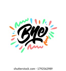Bye Hand Lettering Brush Calligraphy Hand: เวกเตอร์สต็อก (ปลอดค่า ...