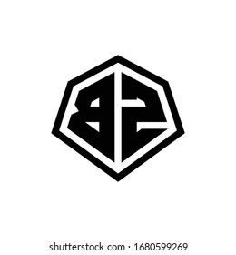 Bz Monogram Logo Hexagon Shape Line Stock Vector (Royalty Free ...