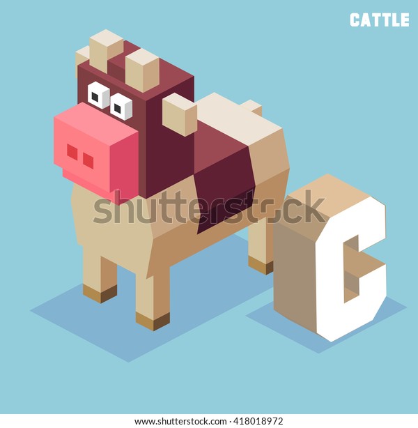 C Cattle Animal Alphabet Collection Vector Stock Vector (Royalty Free ...