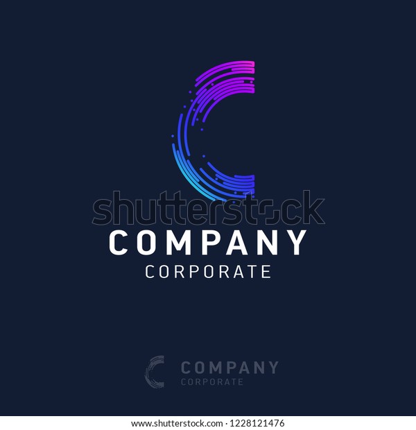 C company logo design with visiting card vector