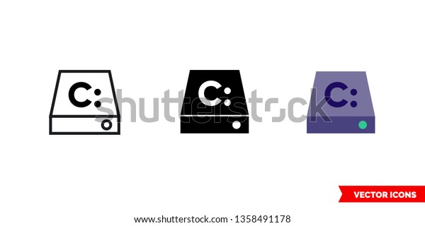 C Drive Icon 3 Types Color Stock Vector (Royalty Free) 1358491178 ...