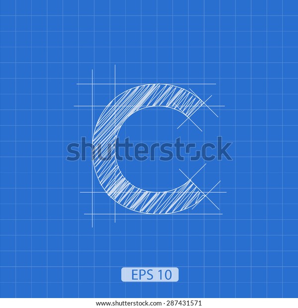 C Letter Architectural Plan On Blue Stock Vector (Royalty Free ...