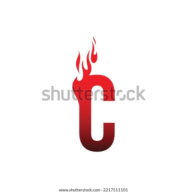 C Letter Uppercase Fire Flame Hot Stock Vector (Royalty Free ...