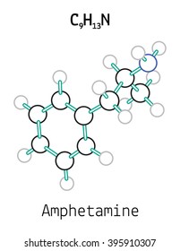 C9h13n Amphetamine Molecule Stock Vector (Royalty Free) 395910307 ...