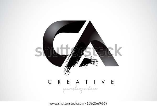 CA Letter Design with Brush Stroke and Modern 3D Look Vector Illustration.