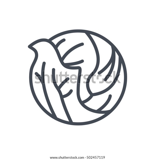 Cabbage Icon Food Vegetables Outlined Stock Vector (Royalty Free ...