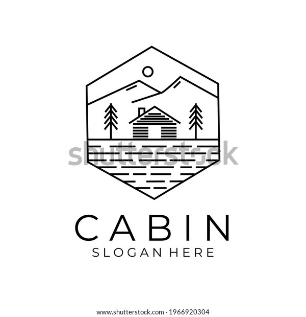 Cabin Logo Vector Line Art Badge Stock Vector (Royalty Free) 1966920304 ...