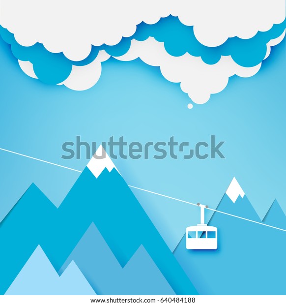 Cable Car Paper Art Style Beautiful Stock Vector (Royalty Free ...
