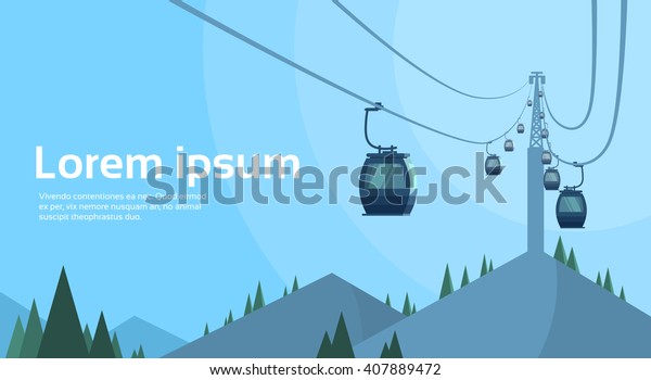 Cable Car Transportation Rope Way Over Stock Vector (Royalty Free ...