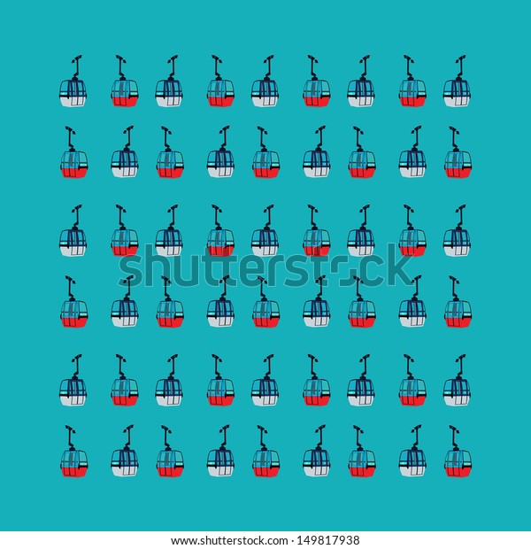 Cable Cars Cyan Background Vector Stock Vector (Royalty Free) 149817938 ...