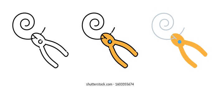 Cable Cutters Icon Set Isolated On Stock Vector (Royalty Free ...