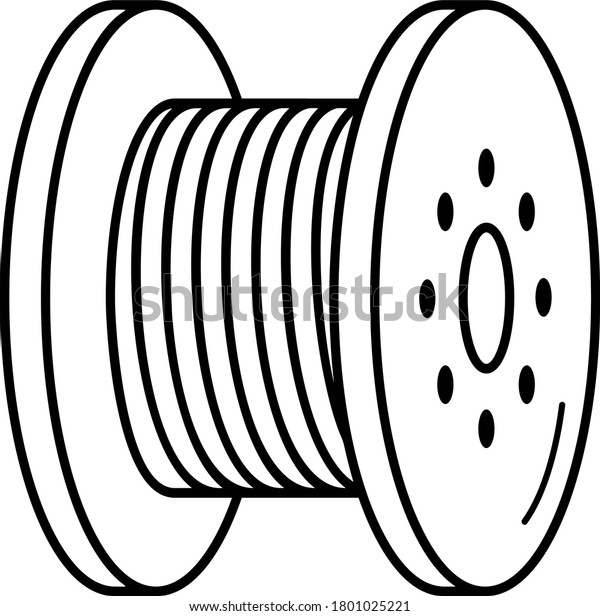 Cable Reel Vector Outline Icon Stock Vector Royalty Free 1801025221