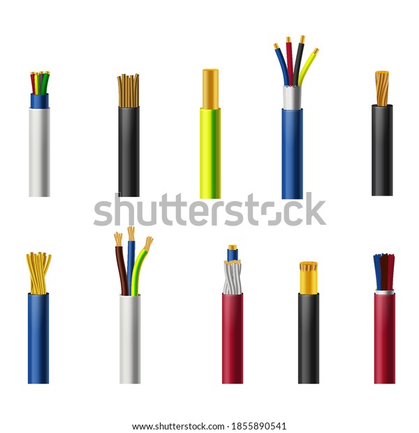 Cables de cables cortados, aislados vectoriales de la estructura de ...