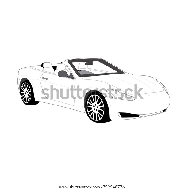 Cabriolet Car Technical Drawing Convertible Vector Stock Vector ...