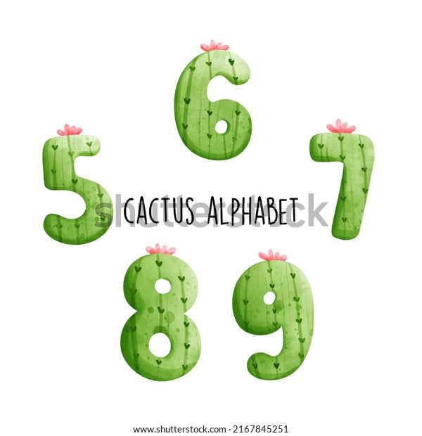 Cactus Alphabet Cactus Font Vector Illustration: เวกเตอร์สต็อก (ปลอดค่า ...