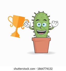 Broccoli Mascot Character Trophy Right Hand Stock Vector (Royalty Free ...