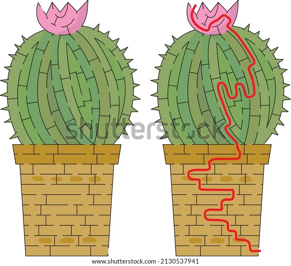 Cactus Maze Kids Solution Stock Vector (Royalty Free) 2130537941 ...