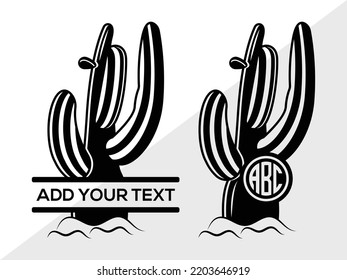 Cactus Monogram Svg Printable Vector Illustration Stock Vector (Royalty ...