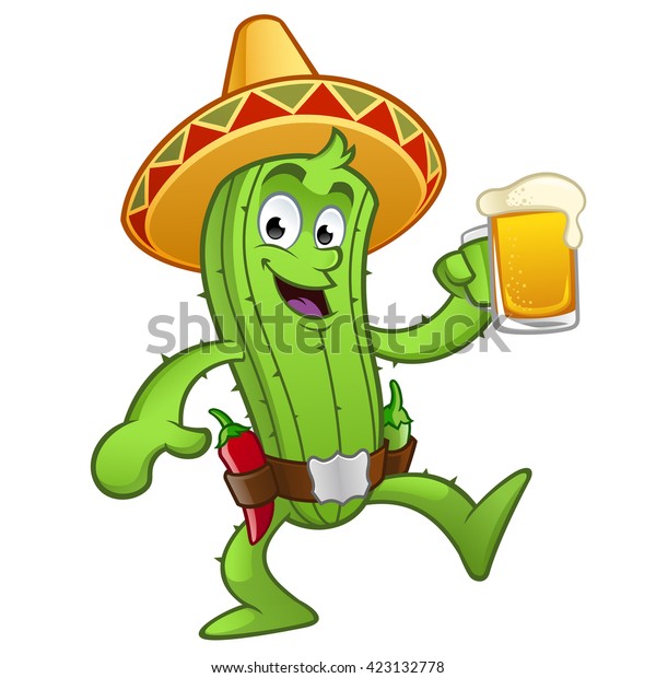 Cactus Pitcher Beer His Hand Stock Vector (Royalty Free) 423132778 ...