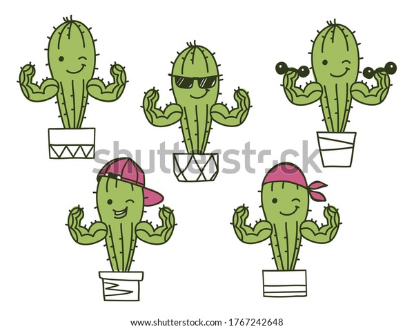 Cactus Show Muscle Biceps Vector Color Stock Vector (Royalty Free ...