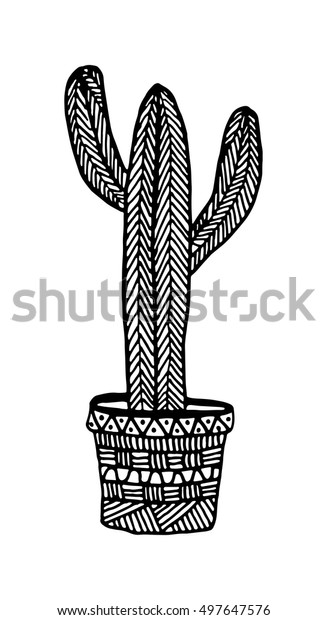 Cactus Tree Pot Doodle Zentangle Patterns Stock Vector (Royalty Free ...