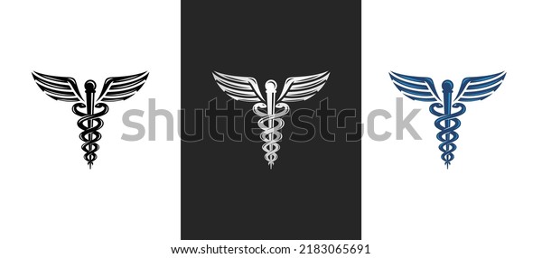 Caduceus Logo Design Vector Illustration Health: เวกเตอร์สต็อก (ปลอดค่า ...