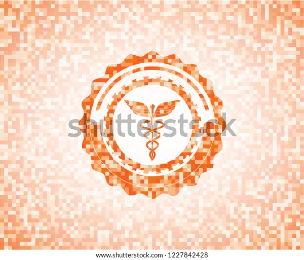 Caduceus Medical Icon Inside Abstract Orange Stock Vector (Royalty Free ...