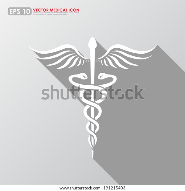 Caduceus Sign Shadow On Gray Background Stock Vector (Royalty Free ...