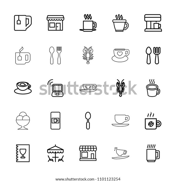 Cafe Icon Collection 25 Cafe Outline Stock Vector (Royalty Free ...