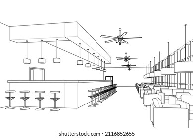 Cafe Interior Sketch Vector Illustration Stock Vector (Royalty Free ...