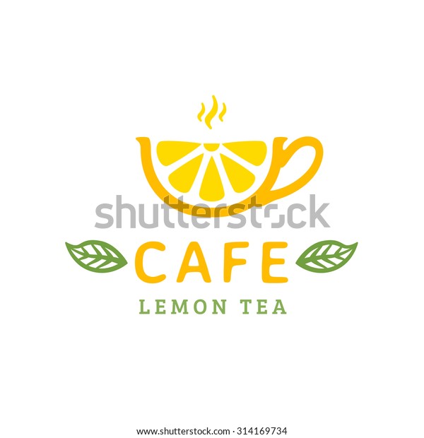 Cafe Logo Design Cup Lemon Tea 스톡 벡터(로열티 프리) 314169734