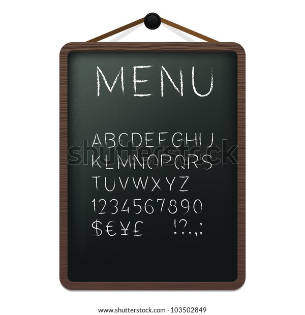 Cafe Menu Board Chalk Alphabet Vector Stock Vector (Royalty Free ...