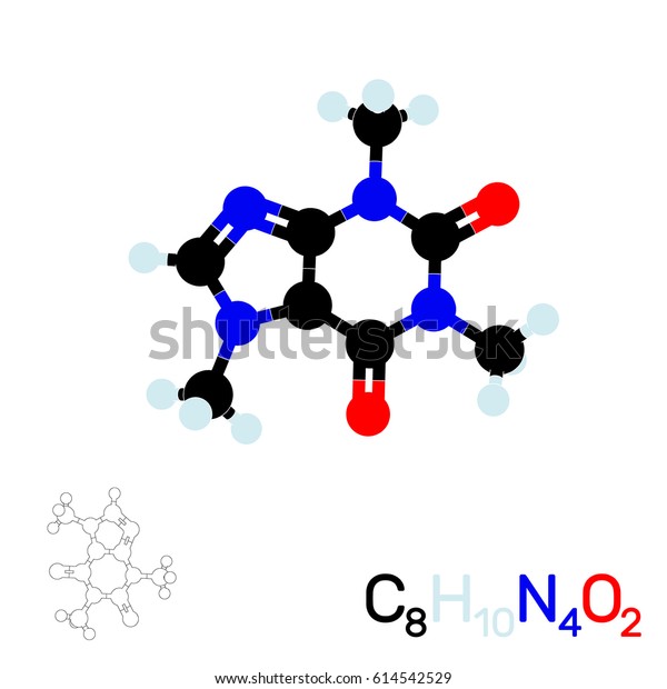 Caffeine Model Molecule Isolated On White Stock Vector (Royalty Free ...