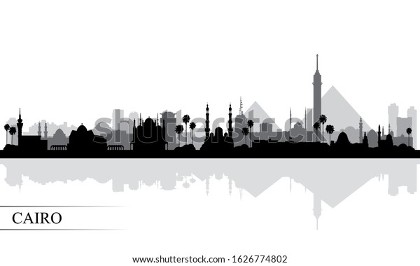 Cairo City Skyline Silhouette Background Vector Stock Vector (Royalty ...
