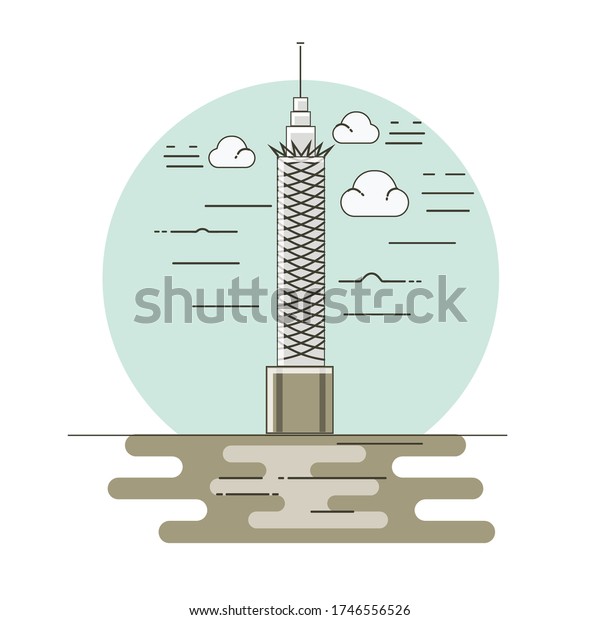 Cairo Tower Egypt Line Art Illustration Stock Vector (Royalty Free ...