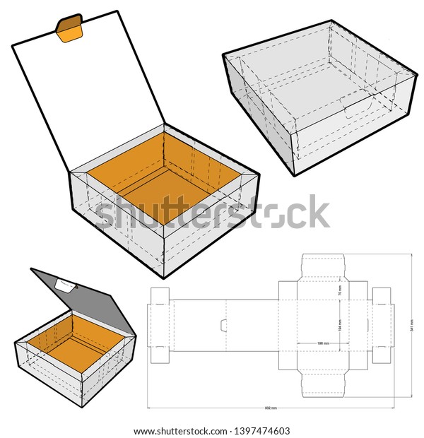 Cake Box Internal Measurement 160 X Stock Vector (Royalty Free) 1397474603