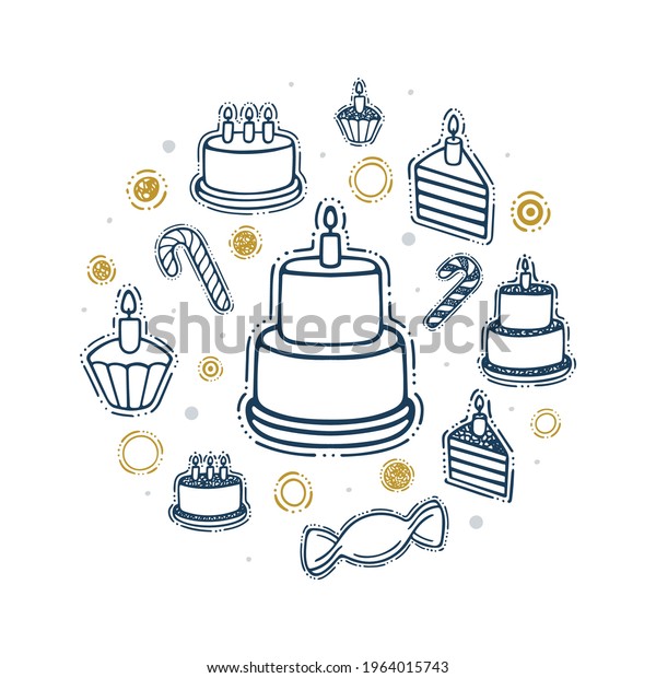 Cake Candles Doodle Drawing Graphics Birthday Stock Vector (Royalty ...