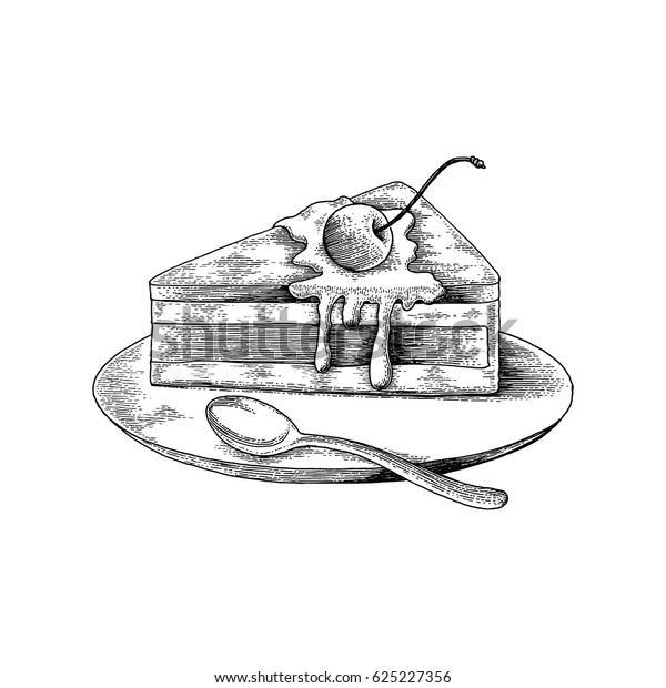 Cake Hand Drawing Antique Style On Stock Vector (Royalty Free ...