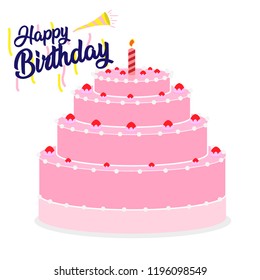 Cake Illustration Pink Colour Stock Vector (Royalty Free) 1196098549