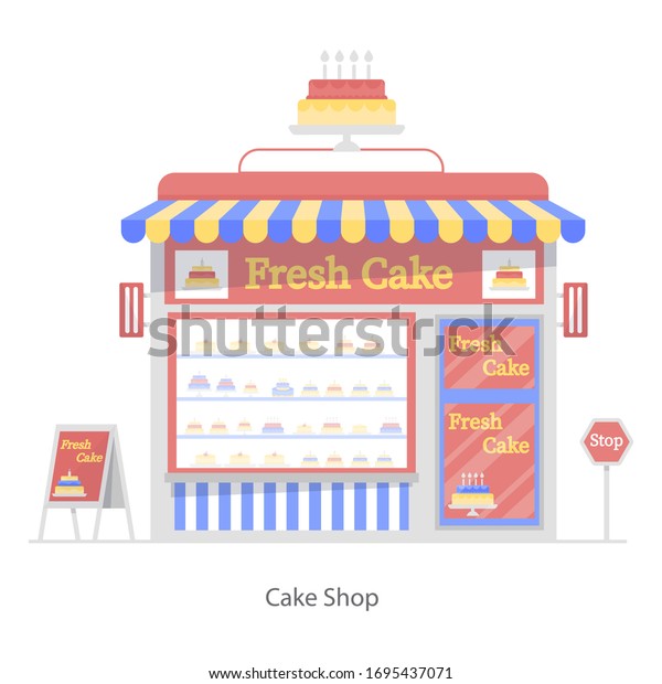 Cake Shop Illustration Trendy Flat Style Stock Vector (Royalty Free ...