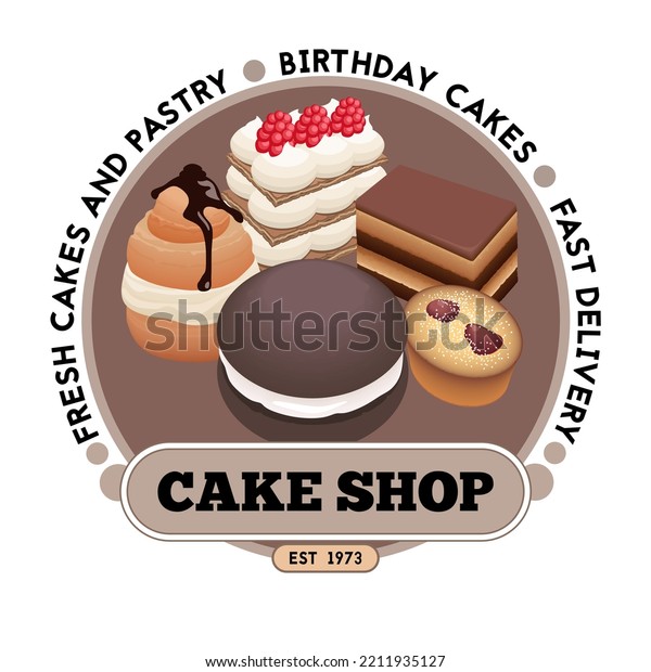 Cake Shop Logo Design Template Emblem Stock Vector (Royalty Free ...