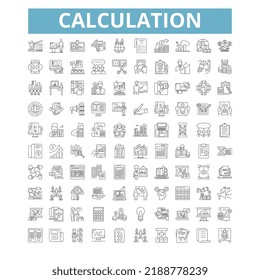 Calculation Icons Line Symbols Web Signs Stock Vector (Royalty Free ...