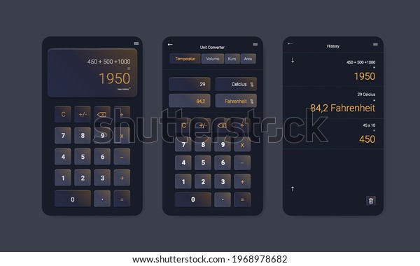Calculator App Ui Ux Gui Screen Stock Vector (Royalty Free) 1968978682 ...