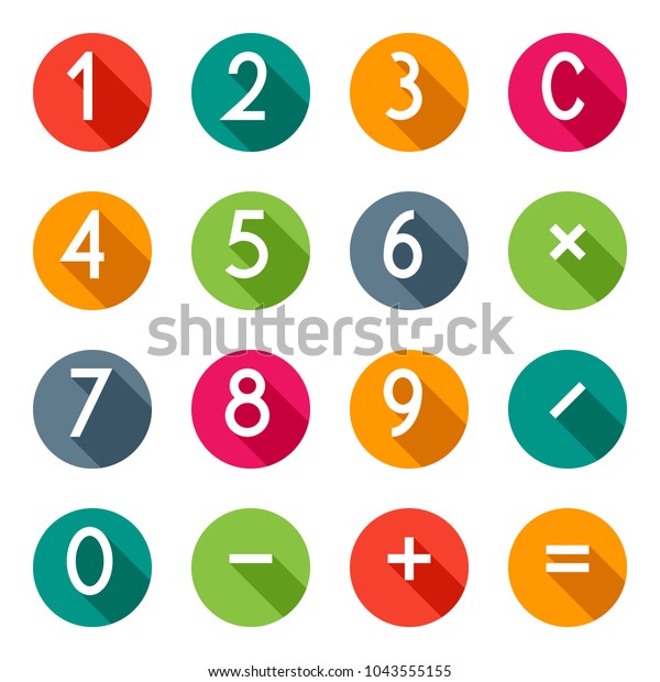 Calculator Buttons Flat Design Numbers Long Stock Vector (Royalty Free ...